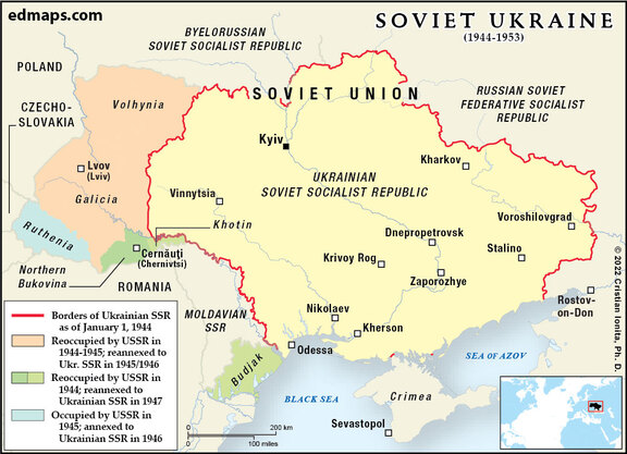 Map of the Soviet Ukraine in 1953-1991 - Historical Maps of Ukraine